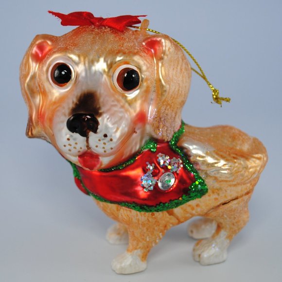 Holiday | Bedazzled Dog Glass Christmas Ornament | Poshmark